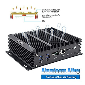 HISTTON Fanless PC, Firewall Appliance, Core i5-8265U DDR4 16GB RAM 512GB SSD 1TB HDD, 6 x 2.5GbE Ethernet for Network Gateway Router, Support AES-NI, OPNsense, Ubuntu, ClearOS, RJ45/DB9COM, WiFi