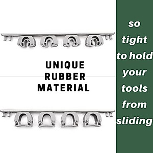 U.S. Solid Mop and Broom Holder, Wall Mounted, 4 Sliding Grippers & 4 Hooks, Garden Tool Organizer, Organize Kitchen, Garage, Laundry, Storage Rooms, 19.6 Inches