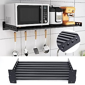 Microwave Shelf, Wall-Mounted Microwave Bracket Oven Rack Oven Bracket Stainless Steel Kitchen Microwave Rack, Space Saving, Sturdy