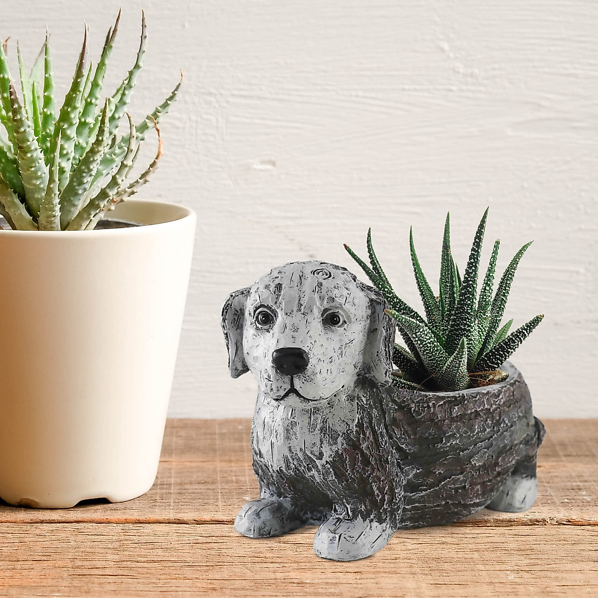 Dog Planter, Dog Shaped Outdoor/Indoor Planter For Succulents. 8.2 inch Planter Pot with Drainage Hole, Ideal for Dog Lovers and Housewarming Gift