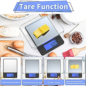 Kitchen Food Scale, High Precision Food Scales Digital Weight Grams and Oz Digital Scale Used for Digital Grams and Ounces, Cooking, Jewelry, Baking, Tare Function, with 2 Trays, LCD Display