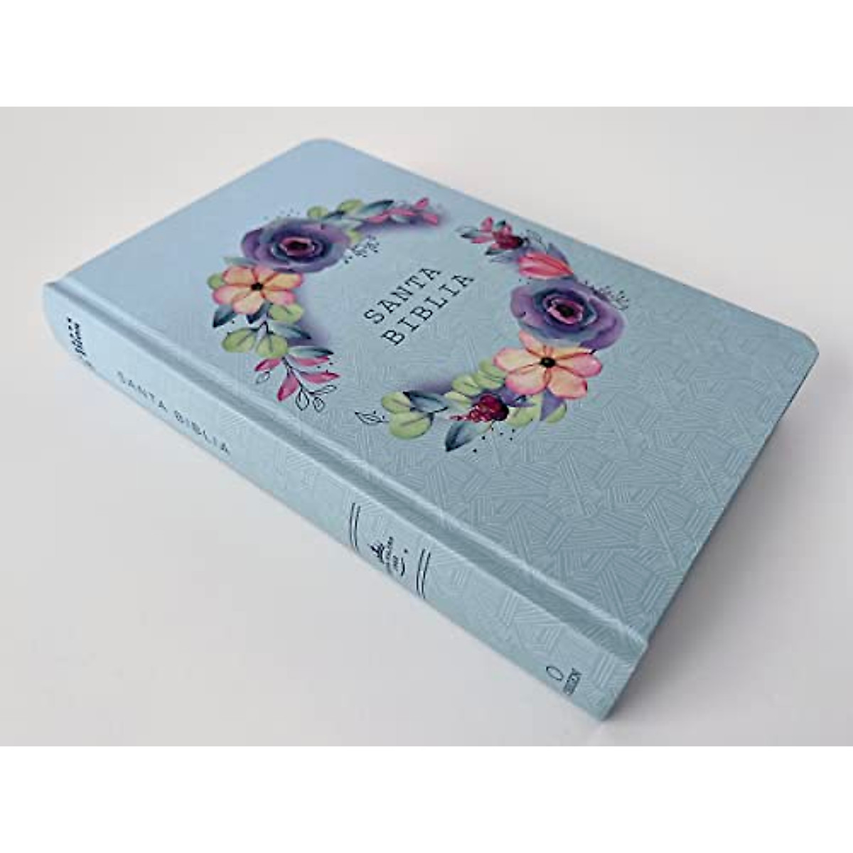 Biblia RVR 1960 letra grande, manual, tapa dura con nombres de Dios, flores azul / Spanish Bible RVR 1960 Handy Size, LP, HC with Names of God, blue flowers