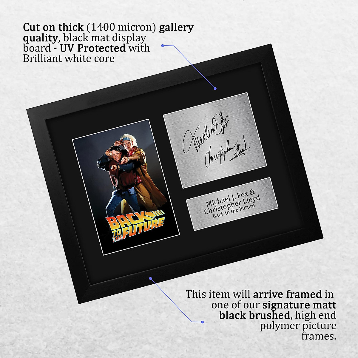 HWC Trading Back to the Future Printed Autograph USL Framed Signed Michael J Fox Christopher Lloyd Print Photo Picture Display - US Letter Size