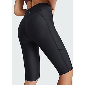 BALEAF Women's Swim Shorts SPF UV High Waisted Tummy Control Tankini Bathing Suit Swimsuit Bottoms with Pockets Black XS