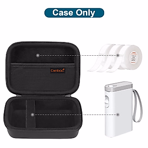 Canboc Carrying Case Compatible with NELKO P21 Label Maker Machine, Portable Bluetooth Label Printer Box, Zipper Mesh Bag fits Label Paper and Charging Cord, Black