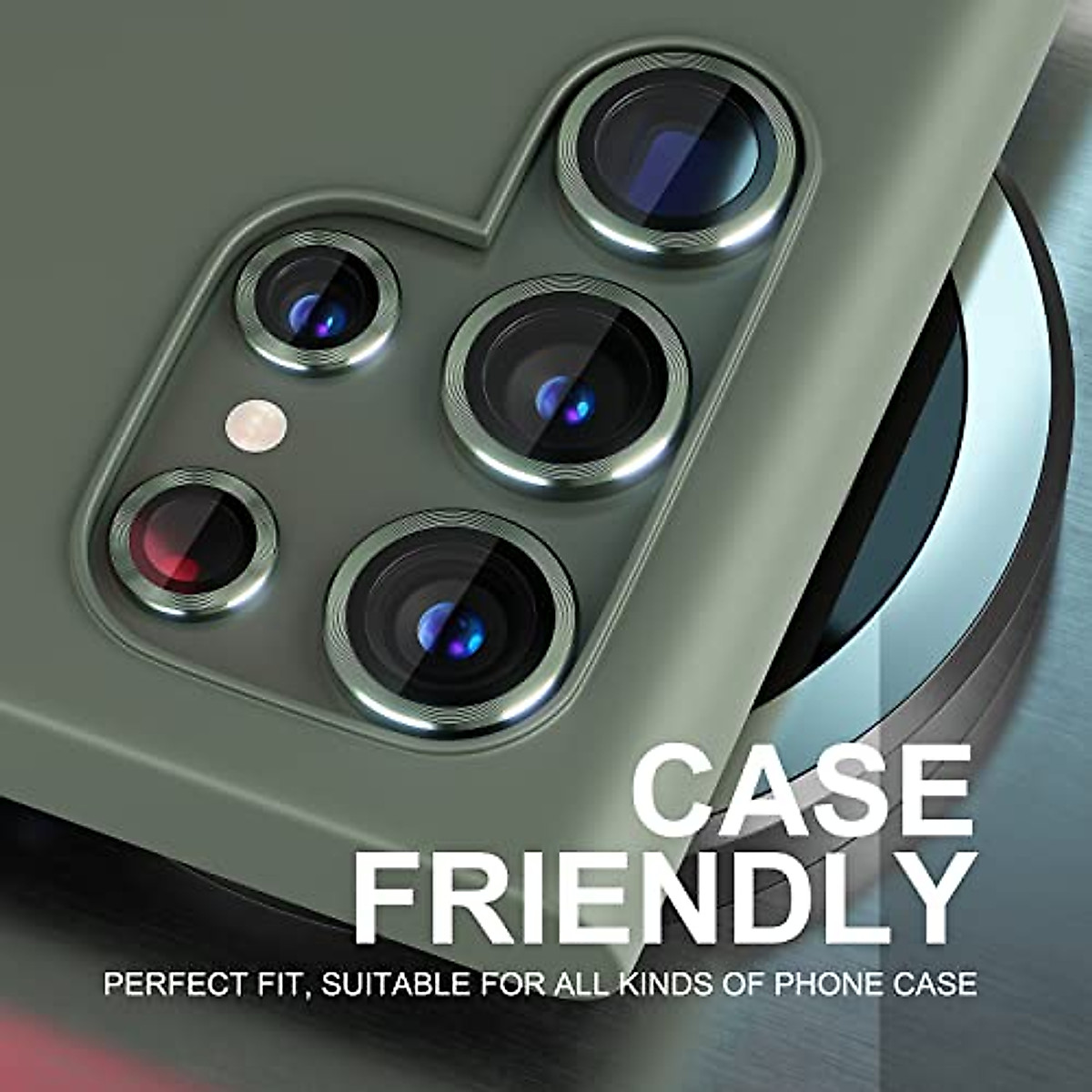 Choiche for Samsung Galaxy S23 Ultra Camera Lens Protector, Scratch-Resistant Tempered Glass with Alloy Edge Camera Cover Screen Protector Decoration Accessories for S23 Ultra 5G 2023 – Green