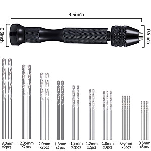 37 Pieces Hand Drill Tool Set, Pin Vise Hand Drill, Miniature Drill Mini Twist Drill Bit, Bench Vice for Craft Carving Resin DIY Jewelry Making(0.3-1.2 mm PCB Drill)