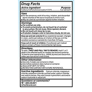 Refresh Plus Lubricant Eye Drops, Preservative-Free, 0.01 Fl Oz Single-Use Containers, 50 Count, Packaging May Vary