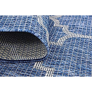 Unique Loom Trellis Collection Area Rug-Lattice Design, Moroccan Inspired for Indoor/Outdoor Décor, 4' 0" x 6' 0", Navy Blue/Gray