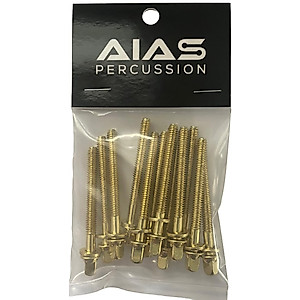 AIAS Brass Plated Tension Rods for Drums - (2 inch) - 12 Pack
