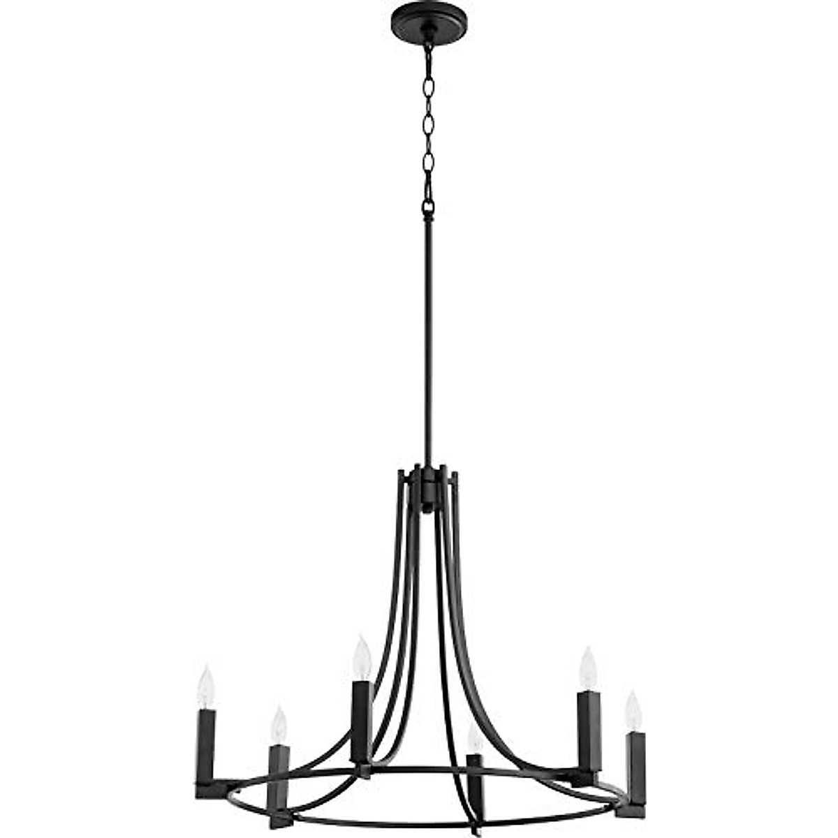 Quorum 696-6-69 Transitional Six Light Chandelier from Olympus Collection in Black Finish,