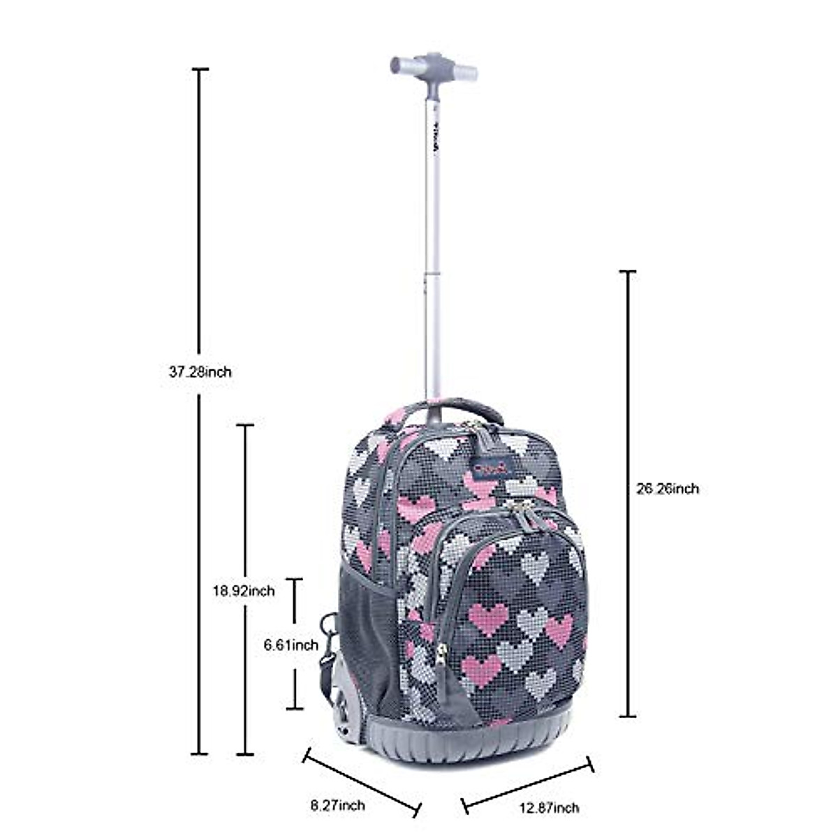 Tilami Kids Rolling Backpack 18 inch Boys and Girls Laptop Backpack, Falling Love