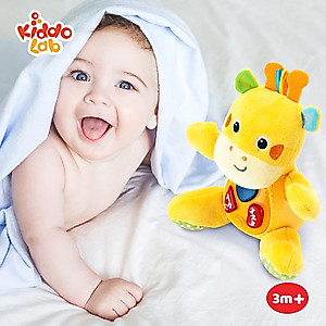 KiddoLab Giraffe Stuffed Animal - Musical Stuffed Giraffe with 3 Light-Up Buttons, 4 Children's Nursery Songs & Sound Effects - Soft Giraffe Plush Toy for Babies & Toddlers