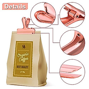 Whaline Stainless Steel Chip Clips Set, Rose Gold Chip Bag Clips Heavy Duty Food Clips Round Edge Air Tight Seal Grip for Home Office Kitchen Home Usage Storage (8 Pieces of the Size 3'')
