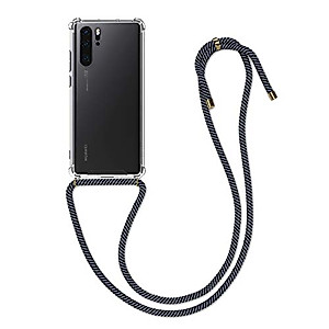 kwmobile Crossbody Case Compatible with Huawei P30 Pro Case - Clear TPU Phone Cover w/Lanyard Cord Strap - Anthracite