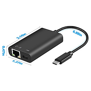 Unknown USB C to Ethernet Adapter with Fast 60W Charging, Compatible with Windows, Mac, Chrome OS