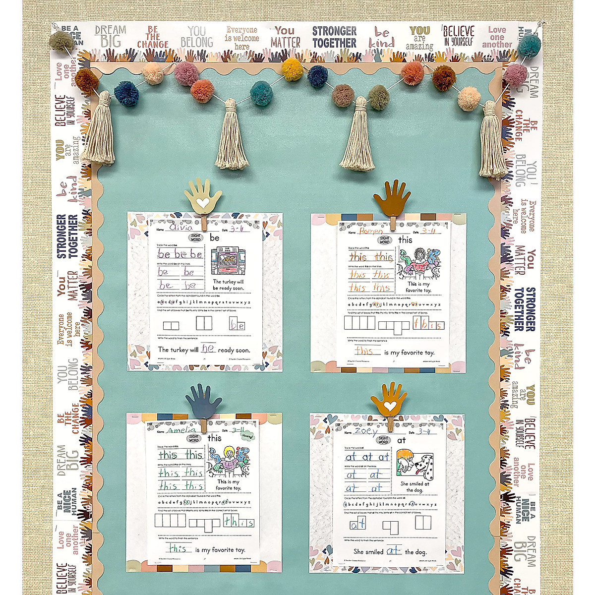 Teacher Created Resources Everyone is Welcome Pom-Poms and Tassels Garland (TCR7157)