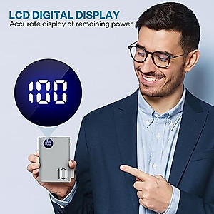 CZXTUZI 5V 2A Power Bank for Heated Vest, Packet Size 10000mAh Heated Jacket Battery Pack, LCD Display Portable Charger for Heated Coat,Heated Pants etc.