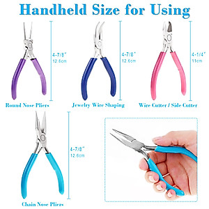 Jewelry Pliers, Shynek 4pcs Jewelry Making Tools Kit with Needle Nose Pliers/Chain Nose Pliers, Round Nose Pliers, Wire Cutters and Bent Nose Pliers for Crafts, Wire Wrapping, Jewelry Making Supplies