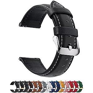Fullmosa 18mm Leather Watch Bands Compatible with Garmin Vivoactive 4S/Vivomove 3S/Active S/Venu 2S/Move 3S,Black