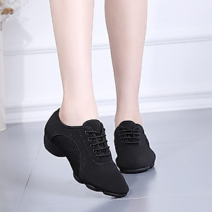 Women's Latin Dance Shoes Professional Outdoor Rubber Sole Dance Shoes Split Sole Comfortable,Black,9