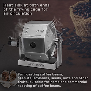 ICZW Coffee Bean Roaster 14.5L Coffee Bean Baker Gas Burner Drum Type Stainless Steel for Home and Commercial Use