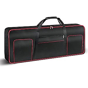 Ruibo 61 Key Keyboard Gig Bag Case,Portable Durable Keyboard Piano Waterproof 600D Oxford Cloth with 10mm Cotton Padded Case Gig Bag 40"x16"x6" / Black+Red