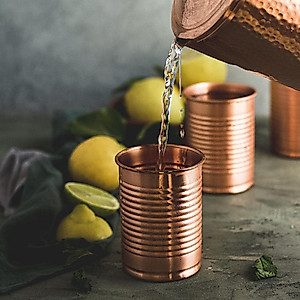 Kosdeg Copper Cocktail Tins Set of 2 12oz - Copper Cups For Drinking - Bean Tin Design - Perfect Copper Mug Bar Set for Tastier Drinks - Metal Tumbler gets Ice Cold In Seconds