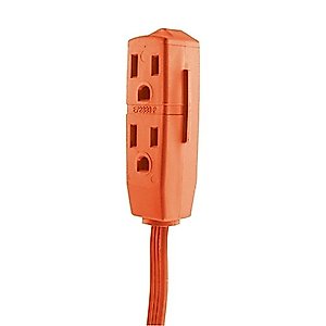 GE 9ft Indoor Power Extension Cord, 3 Grounded Outlets, 3 Prong, 16 Gauge, Heavy Duty, UL Listed, Orange, 50361