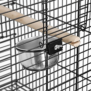 SUPER DEAL 63.5'' Rolling Bird Cage Large Wrought Iron Cage for Cockatiel Sun Conure Parakeet Finch Budgie Lovebird Canary Medium Pet House with Rolling Stand & Storage Shelf