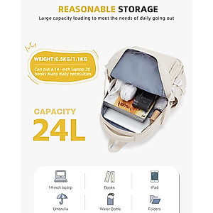 Lightweight Backpack for Women, Large Laptop Travel Backpack Casual Daypack College Bag Rucksack for Men. Beige