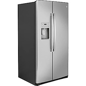 GE GSS25IYNFS 36" Side by Side Refrigerator with 25.14 cu. ft. Total Capacity Showcase LED Lighting and Hidden Hinge in Stainless Steel