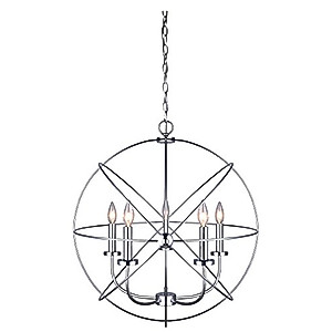 CANARM ICH282B05CH25 Sumerside 5 Light Chandelier, 25.2" x 25.2" x 11.81", Chrome
