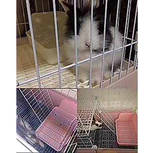 Rabbit Litter Box, Corner Litter Bedding Box, Pet Toilet for Small Animals, Rabbit, Guinea Pig, Chinchilla, Ferret, Galesaur, 11.02 Inches (Pink)