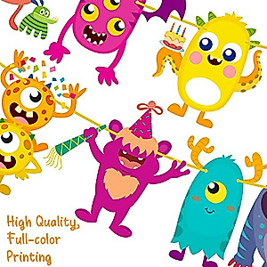 2pcs Little Monster Banner Decorations Monster Party Supplies Little Monster Theme Birthday Party Banner Monster Garland Decorations for Monster Themed Birthday Party Baby Shower Party Supplies