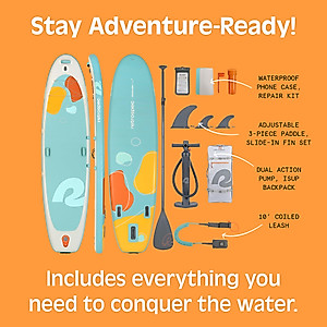 Retrospec Weekender-Yogi 10' Extra Wide Inflatable Stand Up Paddleboard iSUP Bundle w/ paddle board carrying case, aluminum paddle, removable fins, pump & phone case