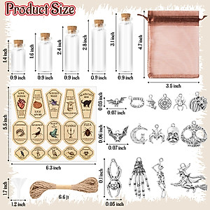 AwserTantue 71Pcs Christmas Mini Potion Bottles Decorations Set, Apothecary Bottles with Horror Stickers Pendants and Organza Bags for Winter Party Home Classroom Decor Witch Theme Party Supplies