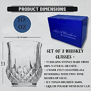 A&A Wonders Premium Whiskey Stones 100% Natural Granite Set Of 9 Chilling Rocks Stone Reusable Ice Cubes For Drinks With Velvet Carrying Pouch, Gift for Whiskey Lovers (Sparks)