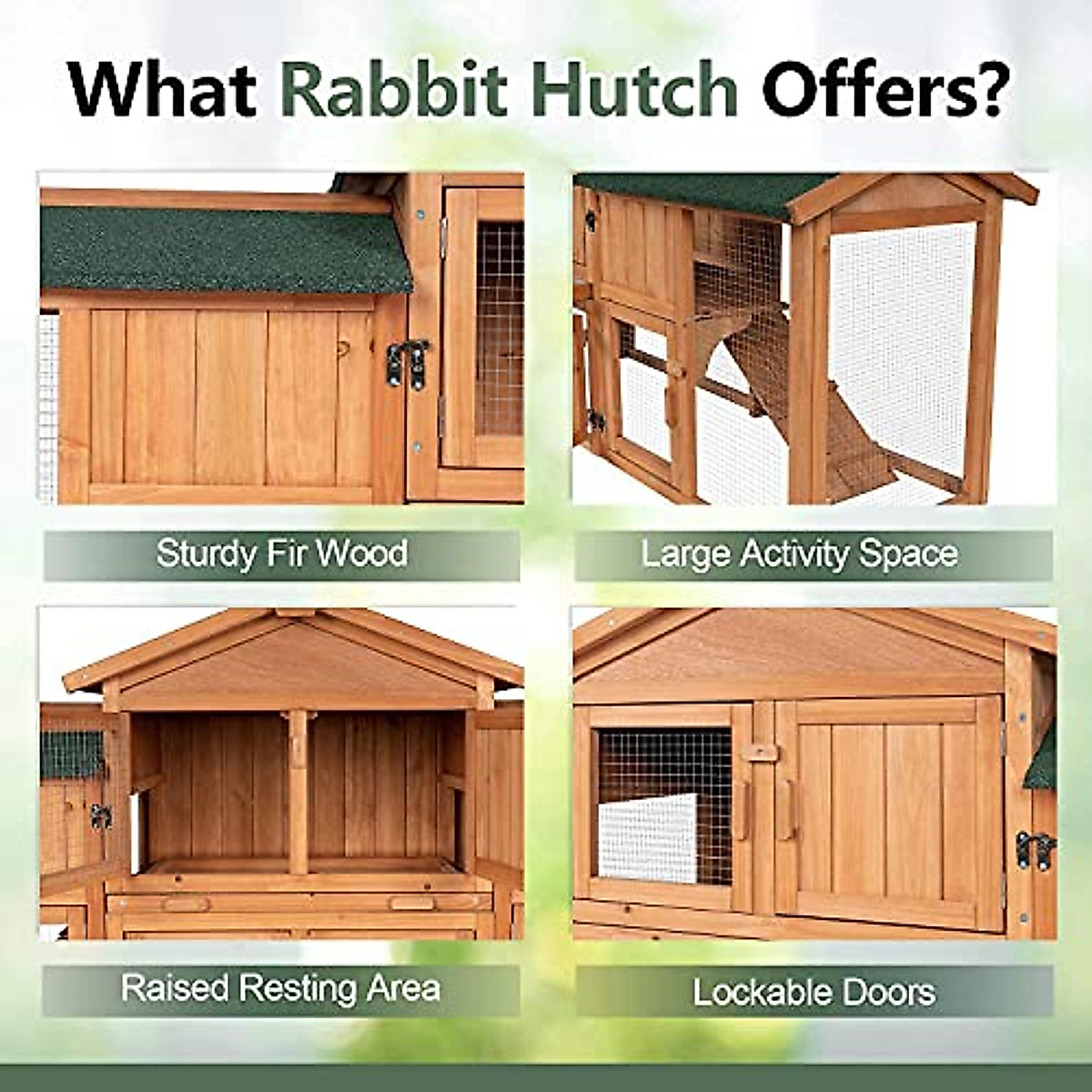 Rabbit Hutch Outdoor 74" Extra Large Bunny Cage with 2 Runs House Small Animal Habitats for Guinea Pigs Hamster Removable Tray Two Tier Waterproof Roof Pet Supplies Cottage Poultry Pen Enclosure