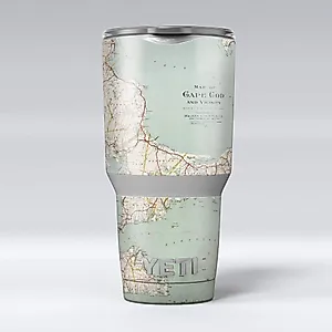 Design Skinz The Vintage Map of Cape Cod - Skin Decal Vinyl Wrap Kit Compatible with The Yeti Rambler Cooler Tumbler Cups