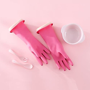 Myungjin (2 Pairs) Kids, Children Reusable Multipurpose Waterproof Hand Protection Rubber Latex Gloves/Cooking, Dishwashing, Cleaning, Painting
