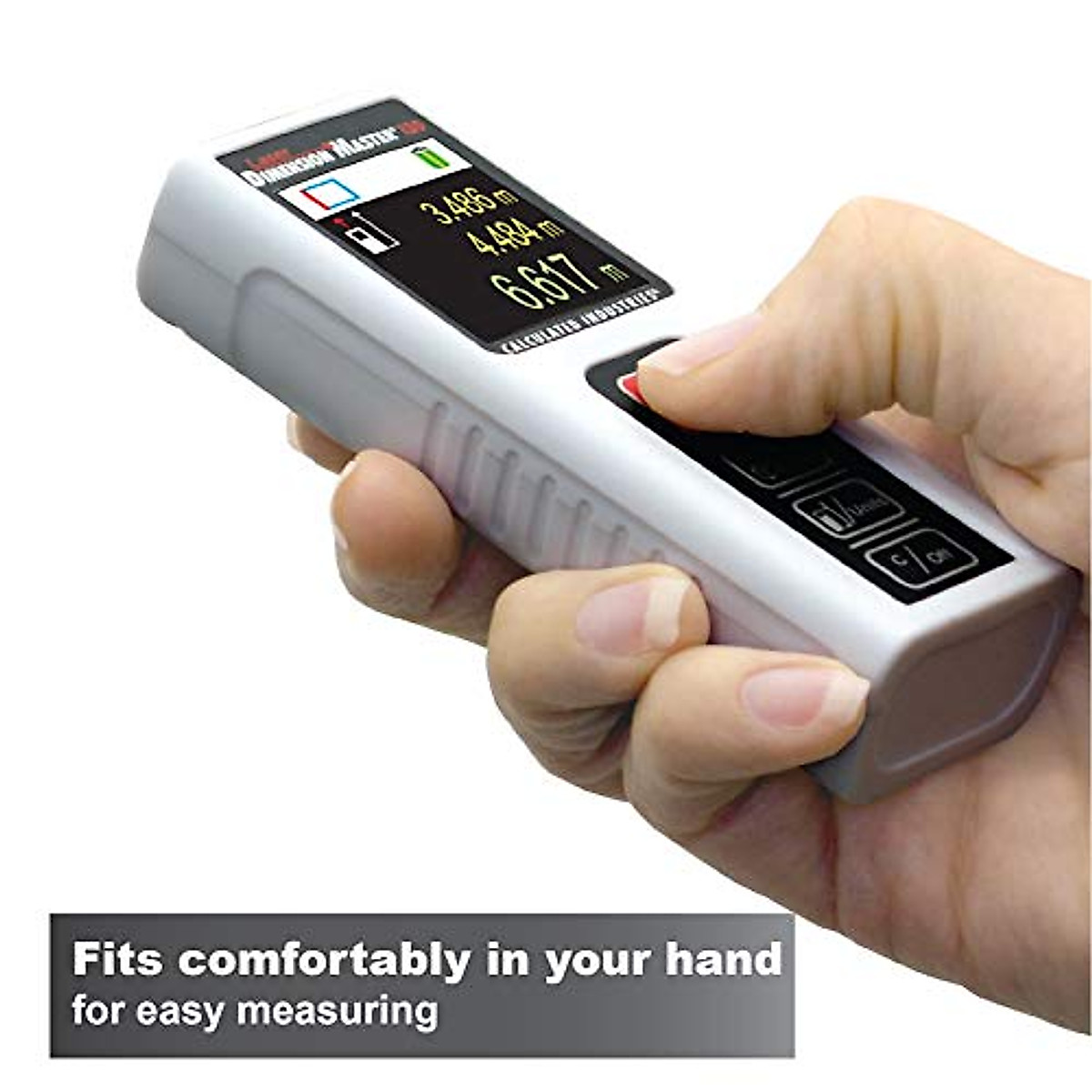 Calculated Industries 3356 Laser Dimension Master 130 Compact Digital Distance Measurer with 130-foot Range and Bright Color Display for Real Estate and Interior Design Pros