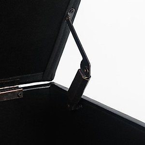 Asense 17 Inch Square Storage Ottoman,Small Foot Rest Stool for Couch, Faux Leather Upholstered Footstool Cube for Entryway Bedroom Living Room, Black