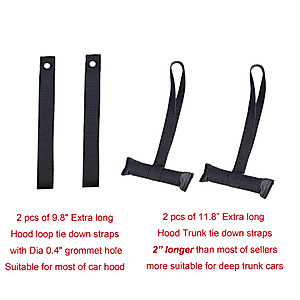 Alfa Gear Heavy Duty Hood and Trunk Straps,16.4ft 1/4" Ratchet Tie Down Rope Ultimate Solution kit for Trailing The Kayak/Canoe/SUP/Surfboard