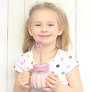 2 Pcs Straw Tips Cover Reusable Silicone Drinking straw Cap Reusable Straw Protector Cloud Shape Dust-Proof Straw Plug (Pink 2PCS)