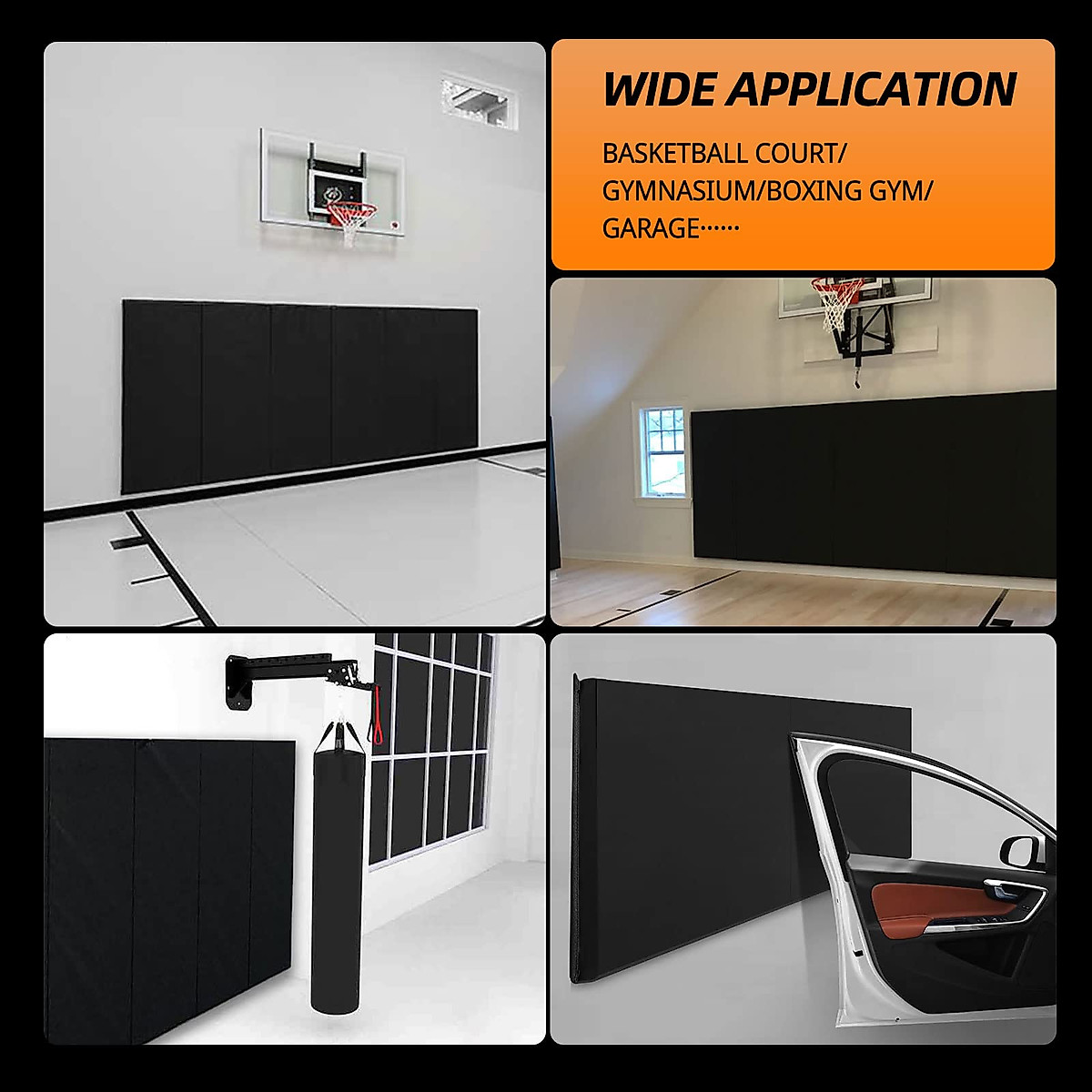 Progoal 4 Pack 2" Thick Foam Protection Wall Pad，Gym Basketball-Court Protectors，Durable Waterproof Padding for Wall-mounted Basketball Hoops(60" L x 20" W)