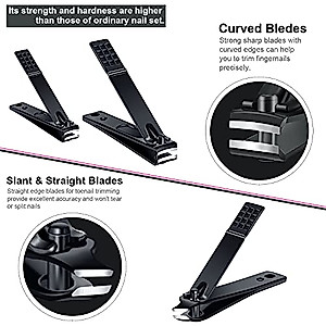 Manicure Set Professional Nail Clippers Kit Pedicure Care Tools- Stainless Steel Grooming Kit 18Pcs for Travel or Home (Black/Pink)