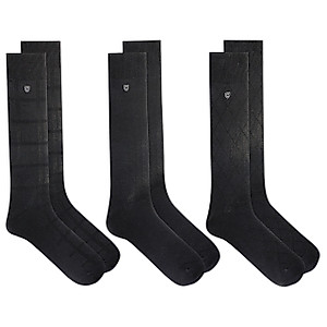 Chaps Mens Super Soft Dress Crew - 3 Pair Pack Patterns And Textures Sock, Black Assorted, 6-12 US