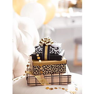 American Greetings Reversible Wrapping Paper Jumbo Roll for Birthdays, Mother's Day, Father's Day, Graduation and All Occasions, Leopard and Gold (1 Roll, 175 sq. ft.)