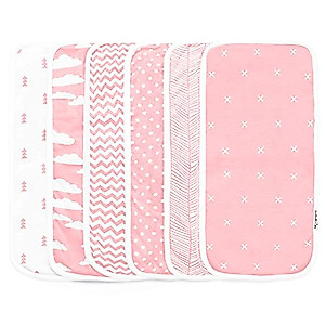 BaeBae Goods Burp Cloths for Baby Girl - Ultra Absorbent Burping Rags - Anti Shrink Unisex Burpy Clothes - Super Soft Jersey Cotton, Large 21"x10" - Thick for Newborn Cloth Diapers - 6 Pack